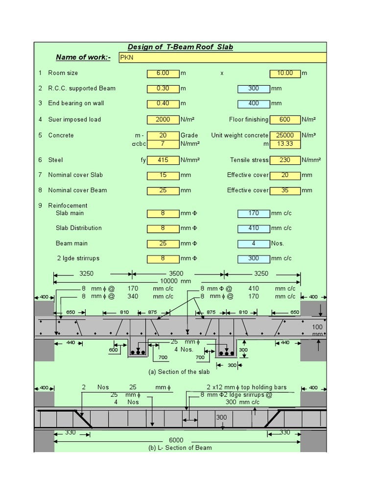 Design of T-Beam Roof Slab Name of Work | PDF | Building Engineering ...