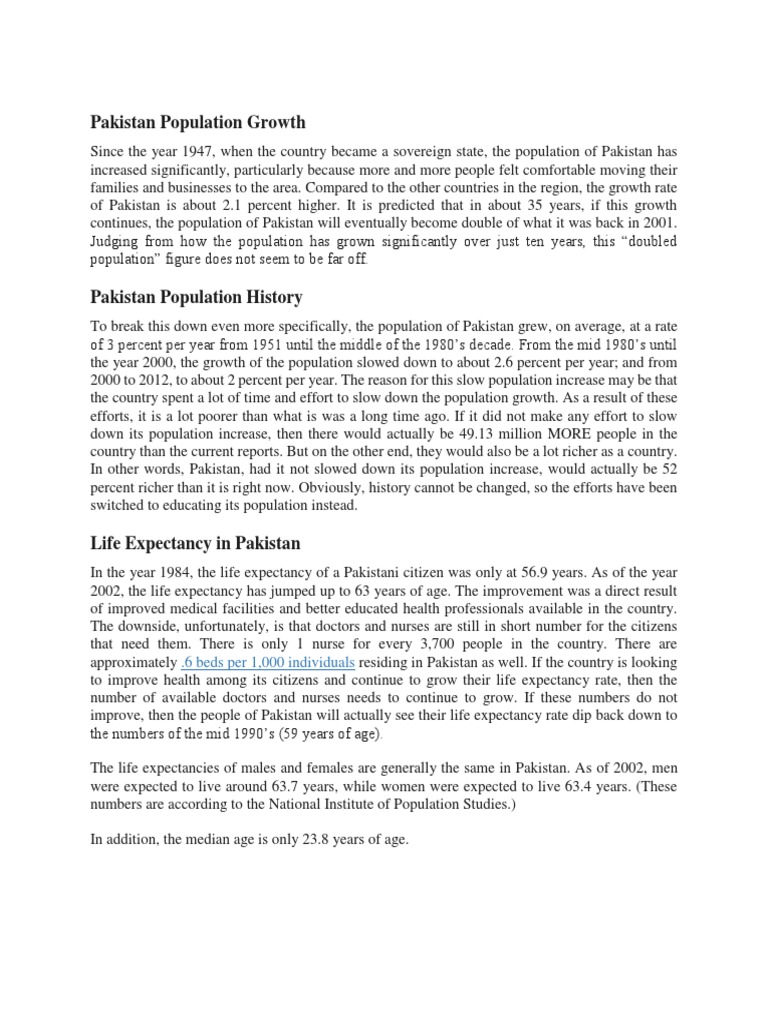 Pakistan Population Growth | PDF | Society