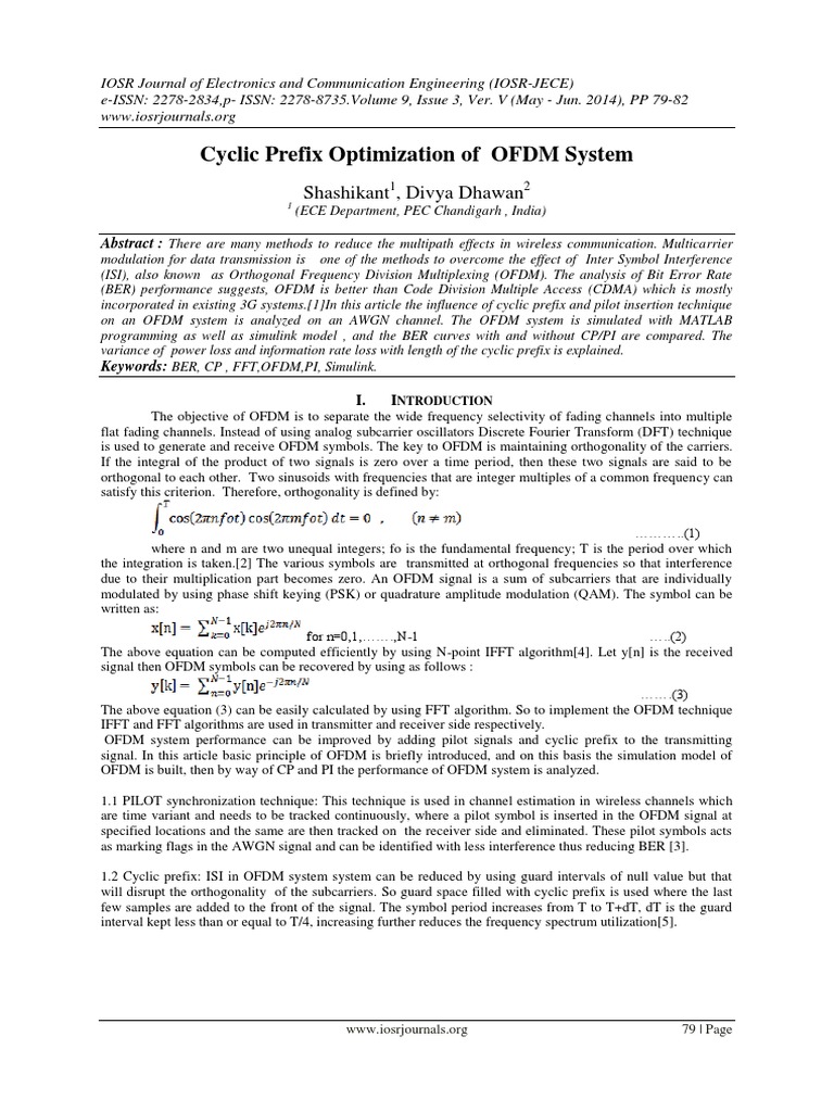 Cyclic Prefix Optimization of OFDM System: Shashikant, Divya Dhawan ...