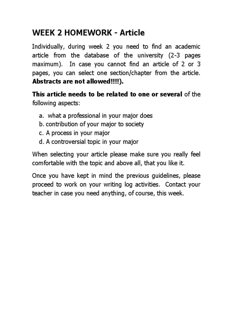 Copia de Article Homework Guidelines | PDF