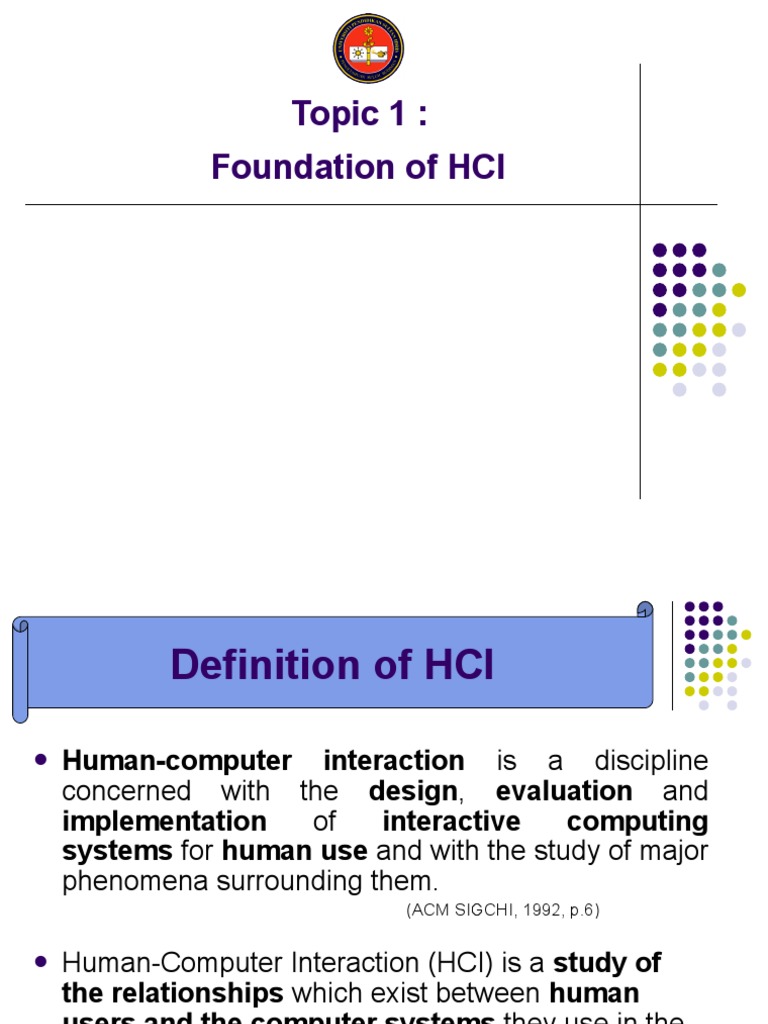 Topic 1 - HCI Knowledge | PDF | Human–Machine Interaction | Human ...