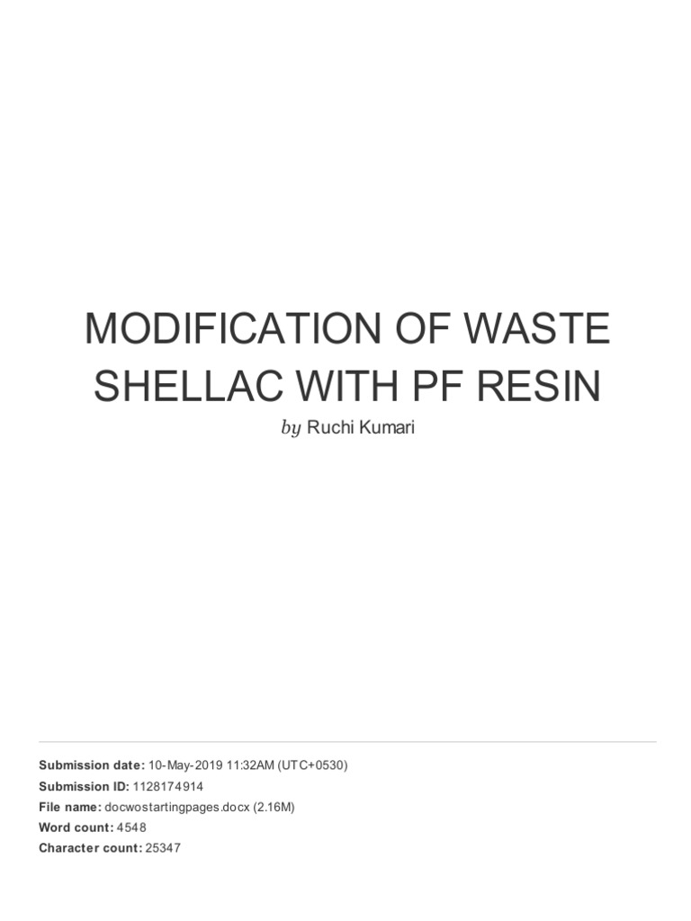 Modification of Waste Shellac With PF Resin | PDF
