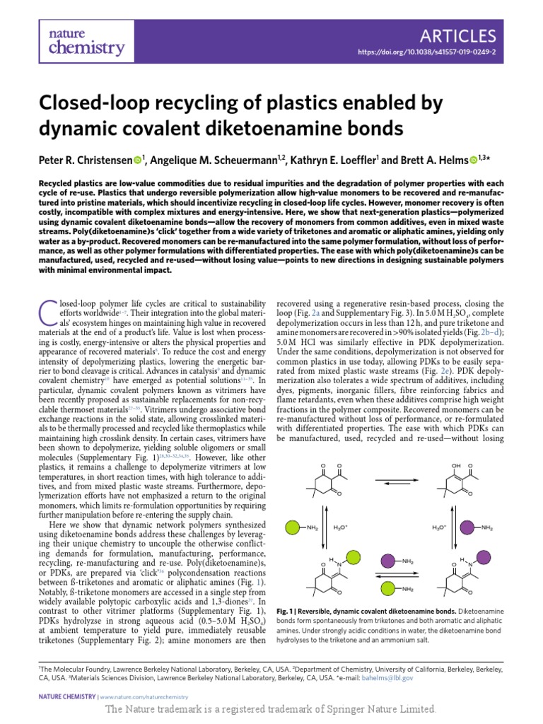 Closed-Loop Recycling of Plastics Enabled by Dynam | PDF | Polymers | Amide