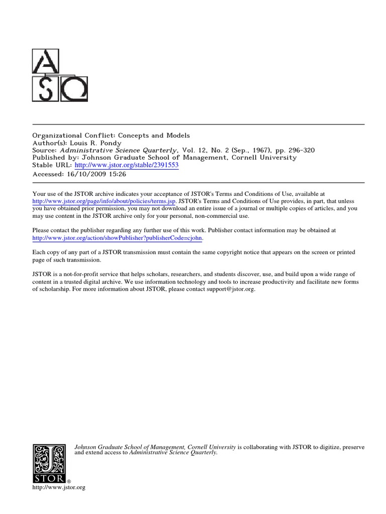 Pondy Organizational Conflict 1967 PDF | PDF | Economic Equilibrium ...