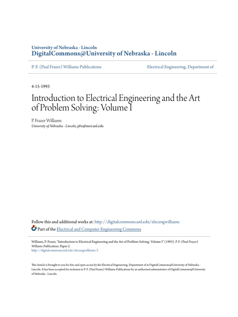 Introduction To Electrical Engineering and The Art of Problem Solving ...