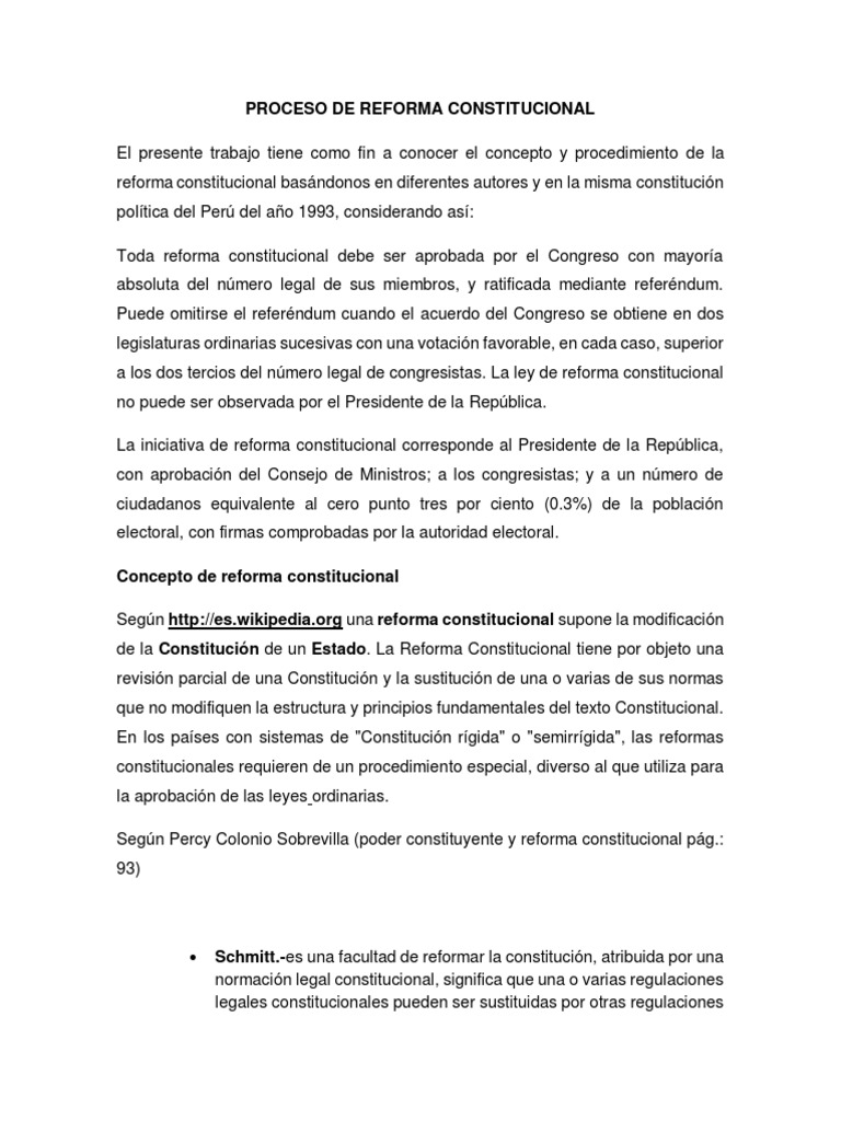 Proceso de Reforma Constitucional | PDF | Enmienda constitucional ...