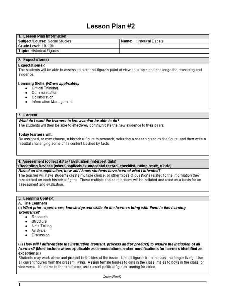 Lesson Plan 2 | PDF | Lesson Plan | Educational Assessment
