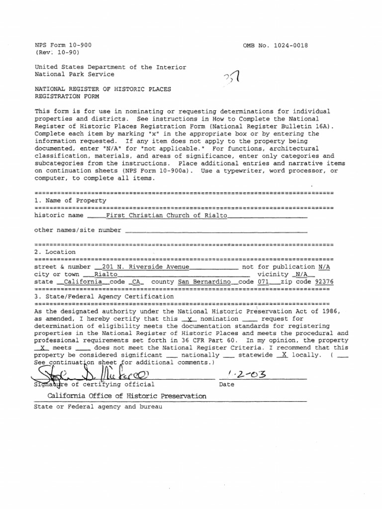 NRHP RialtoFirstChristianChurch | PDF | Architectural Design | Architecture