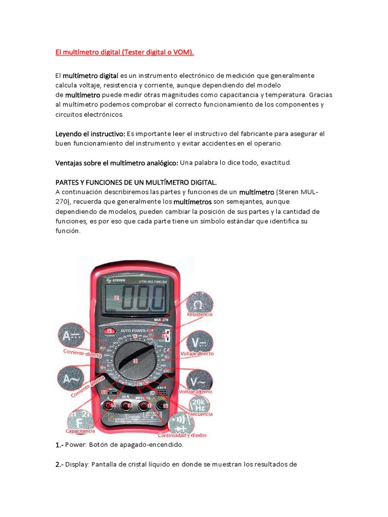 Multimetro - Digital-Manual | PDF | Resistor | Corriente eléctrica