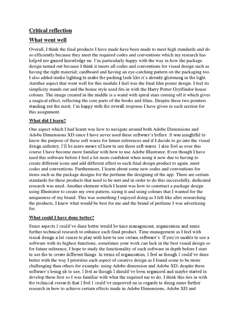 Critical Reflection | PDF | Design | Software