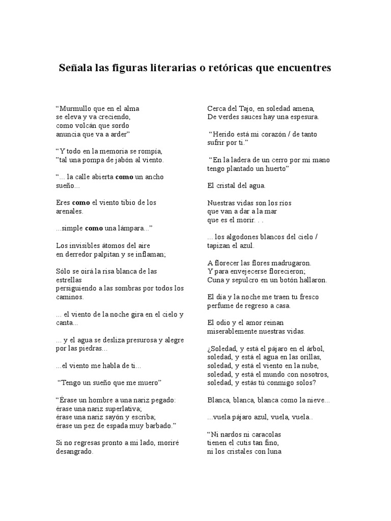 Figuras Literarias Ejemplos | PDF | Metáfora | Palabra