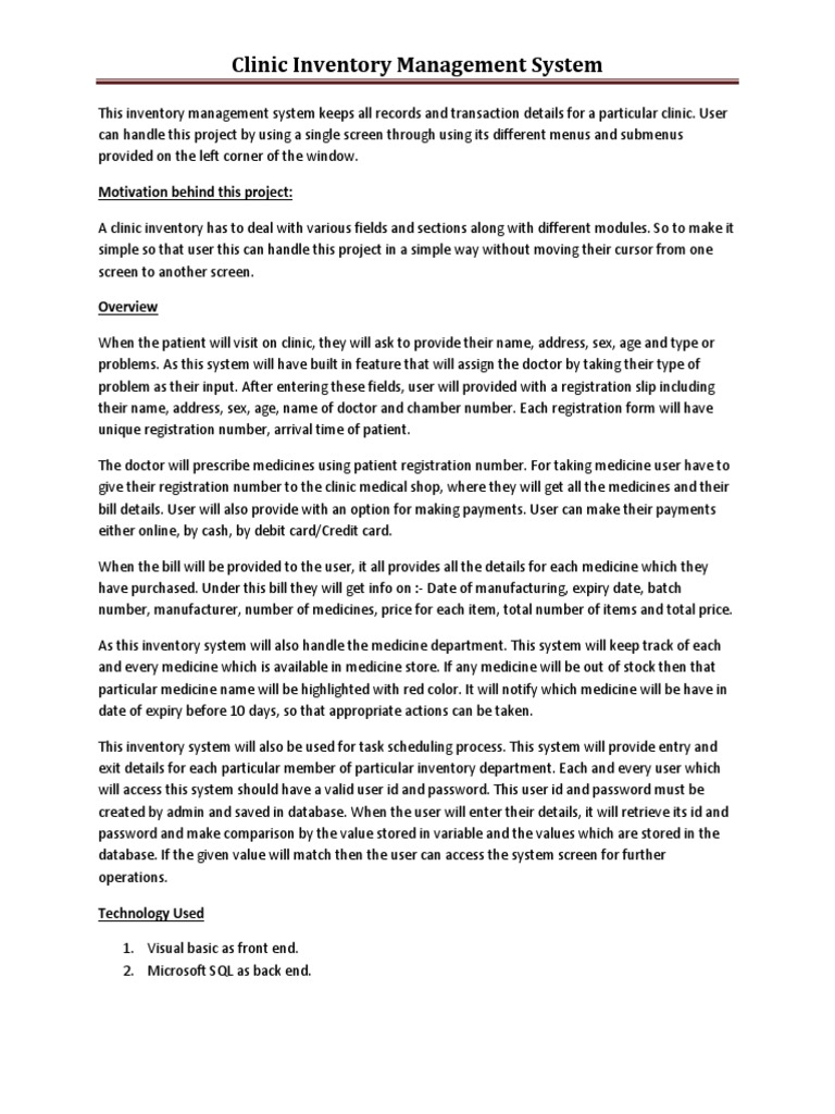 Clinic Management System Project Abstract | PDF | Menu (Computing ...