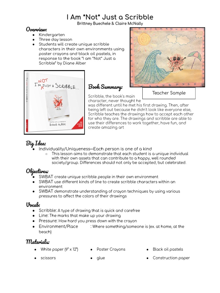 I Am Not Just A Scribble Lesson Plan | PDF | Drawing | Pedagogy