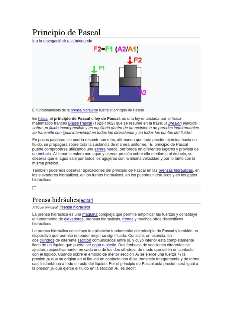 Principio de Pascal | PDF | Materia suave | Mecánica de fluidos