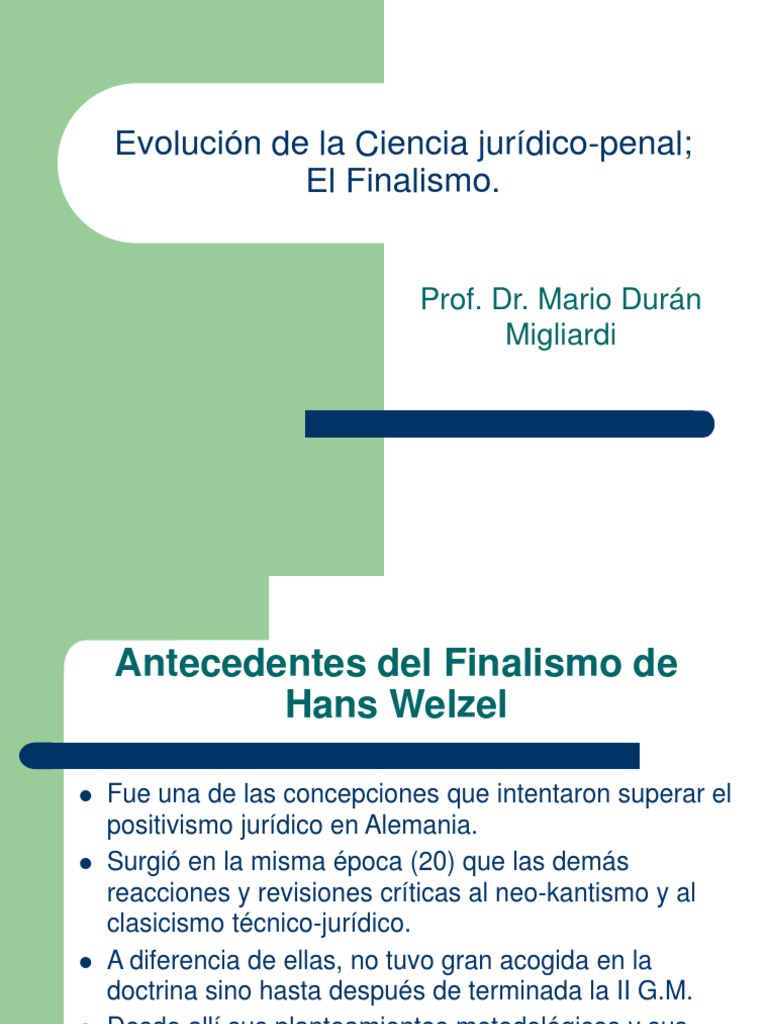 Resumen Finalismo | PDF | Intención (Derecho Penal) | Derecho penal