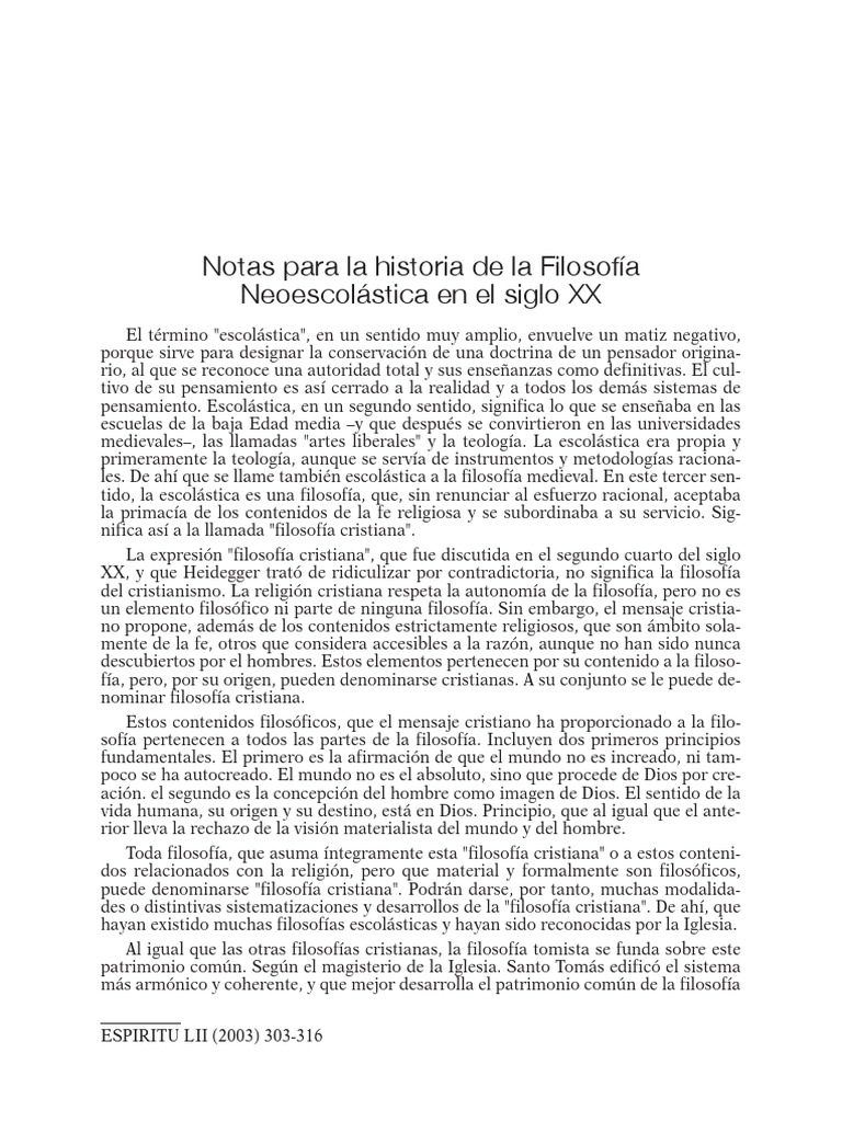 Notas para La Historia de La Neoescolástica Del Siglo XX - Eudaldo ...