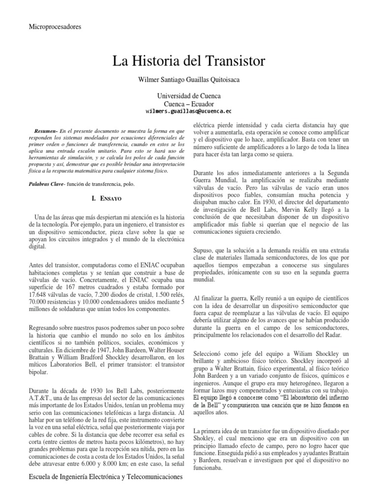 Historia y impacto del transistor | PDF | Transistor | Circuito integrado