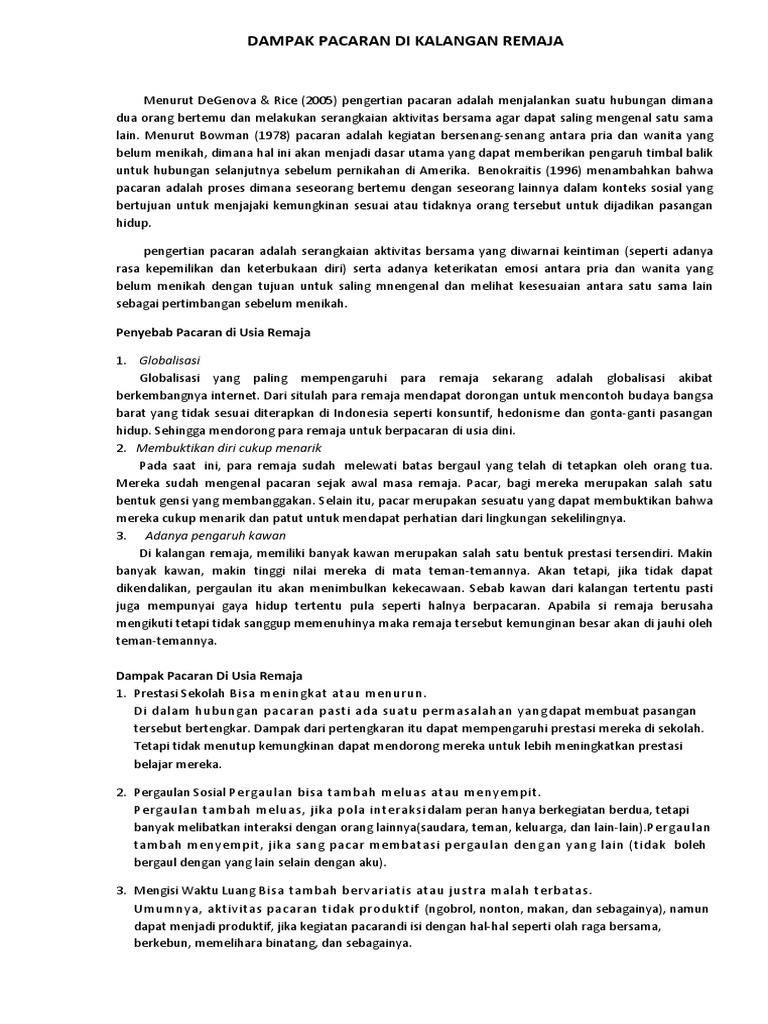 3.dampak Pacaran Dikalangan Remaja | PDF