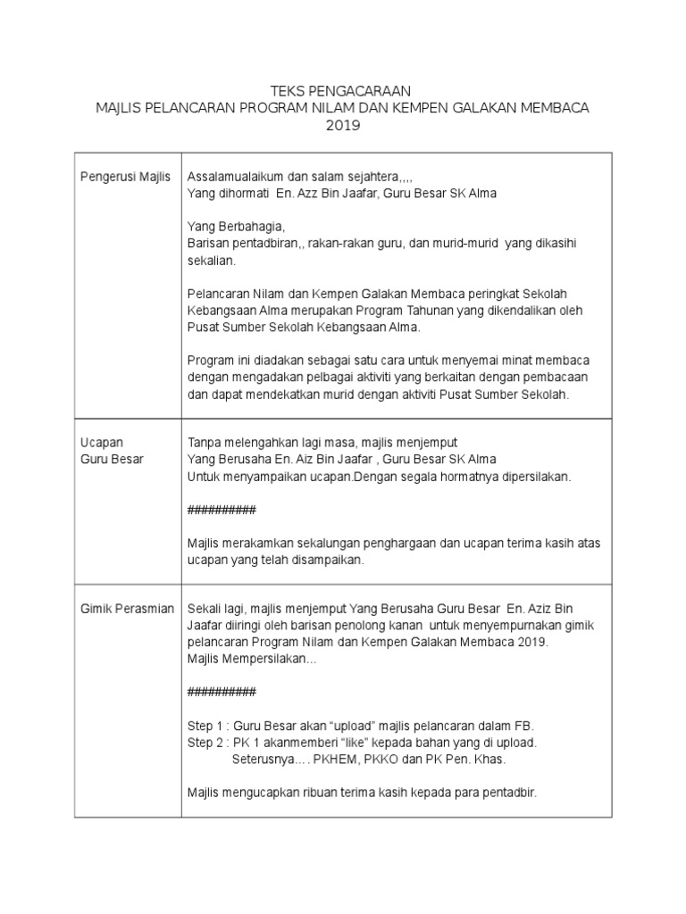 Teks Pengacaraan Nilam | PDF