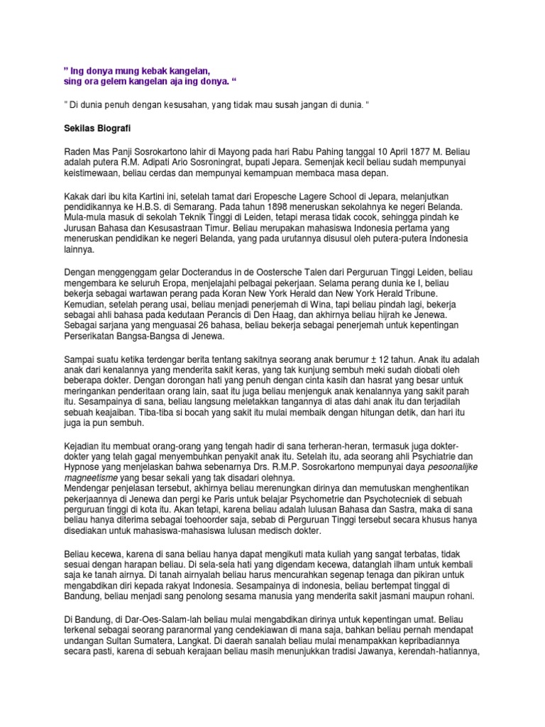 Raden Mas Panji Sosrokartono | PDF