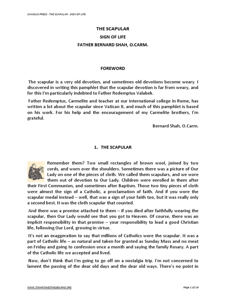 Scapular Sign of Life | PDF | Mary, Mother Of Jesus | Catholic Church