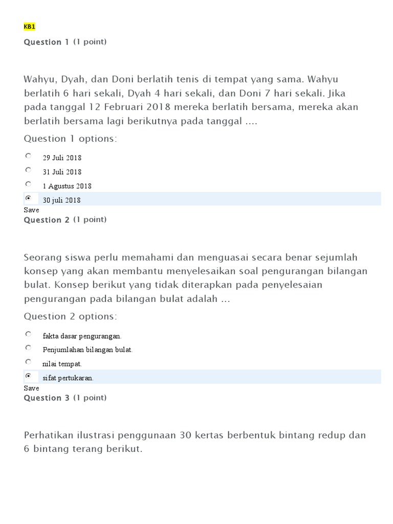 Soal Formatif Modul 3 Guru Kelas SD-1 | PDF
