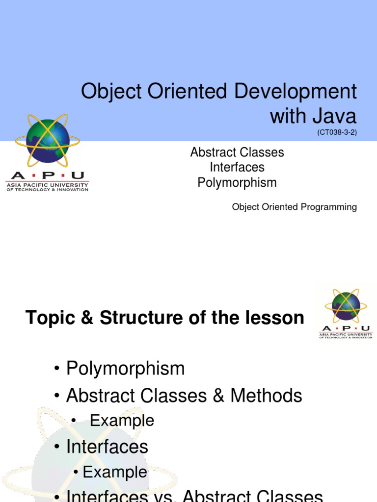 Object Oriented Development With Java: Abstract Classes Interfaces Polymorphism | PDF | Class ...