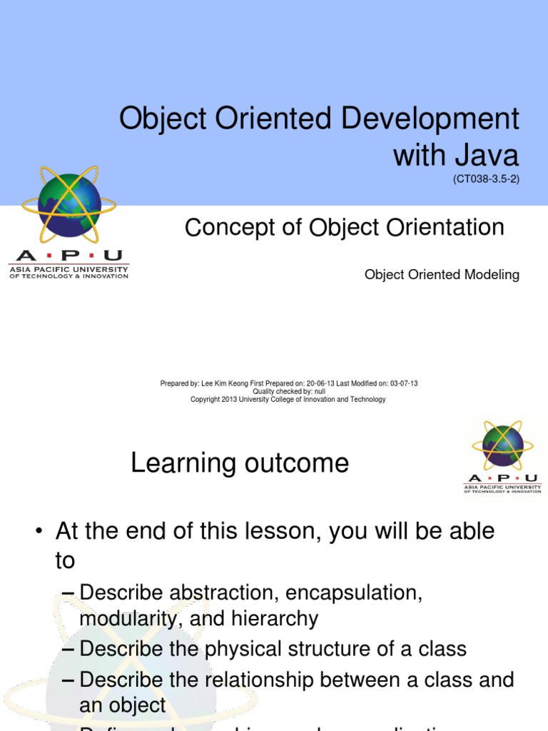 Object Oriented Development With Java: Concept of Object Orientation | PDF | Object Oriented ...