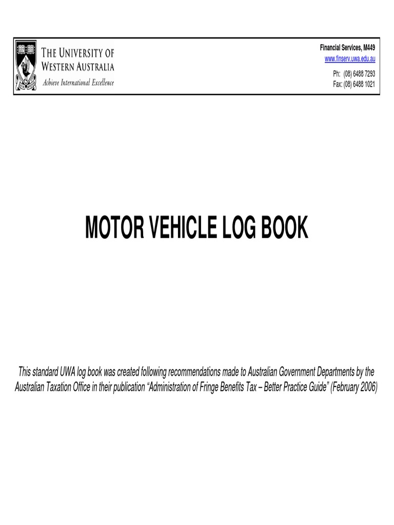 Motor Vehicle Log Book | PDF | Payments | Economies