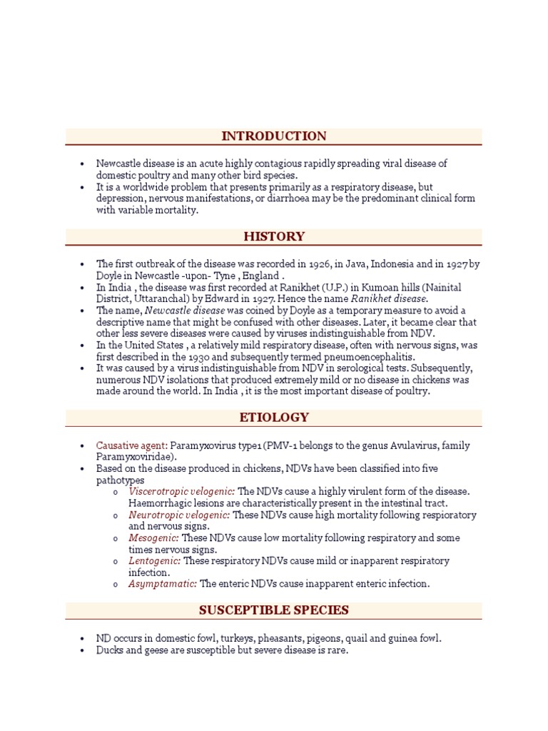 Causative Agent:: Viscerotropic Velogenic: Neurotropic Velogenic ...