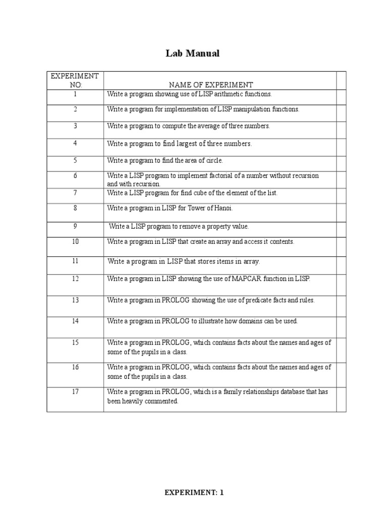 Lab Manual: Experiment NO: Name of Experiment | PDF | Array Data Structure | Subroutine