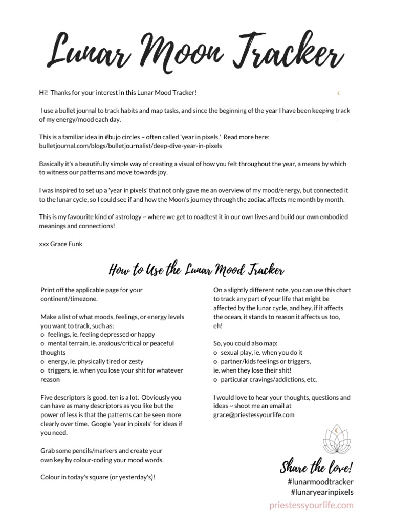Lunar Moon Tracker | PDF | Mood (Psychology) | Mental Health