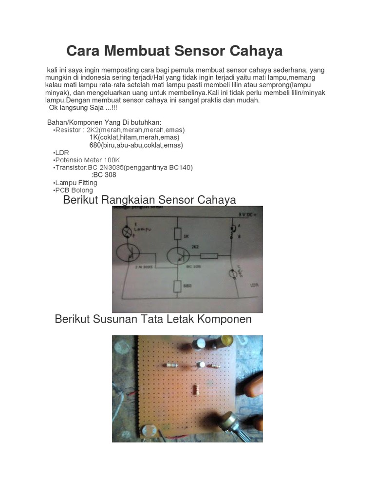 Cara Membuat Sensor Cahaya | PDF