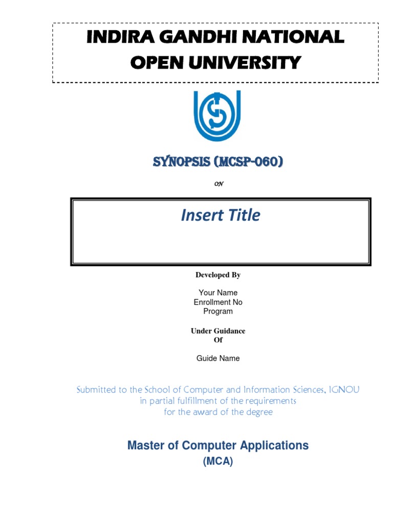 MCA Project Synopsis Submission | PDF