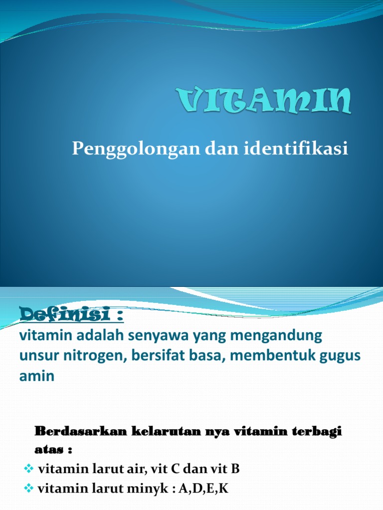 Identifikasi dan Penggolongan Vitamin serta Hormon | PDF