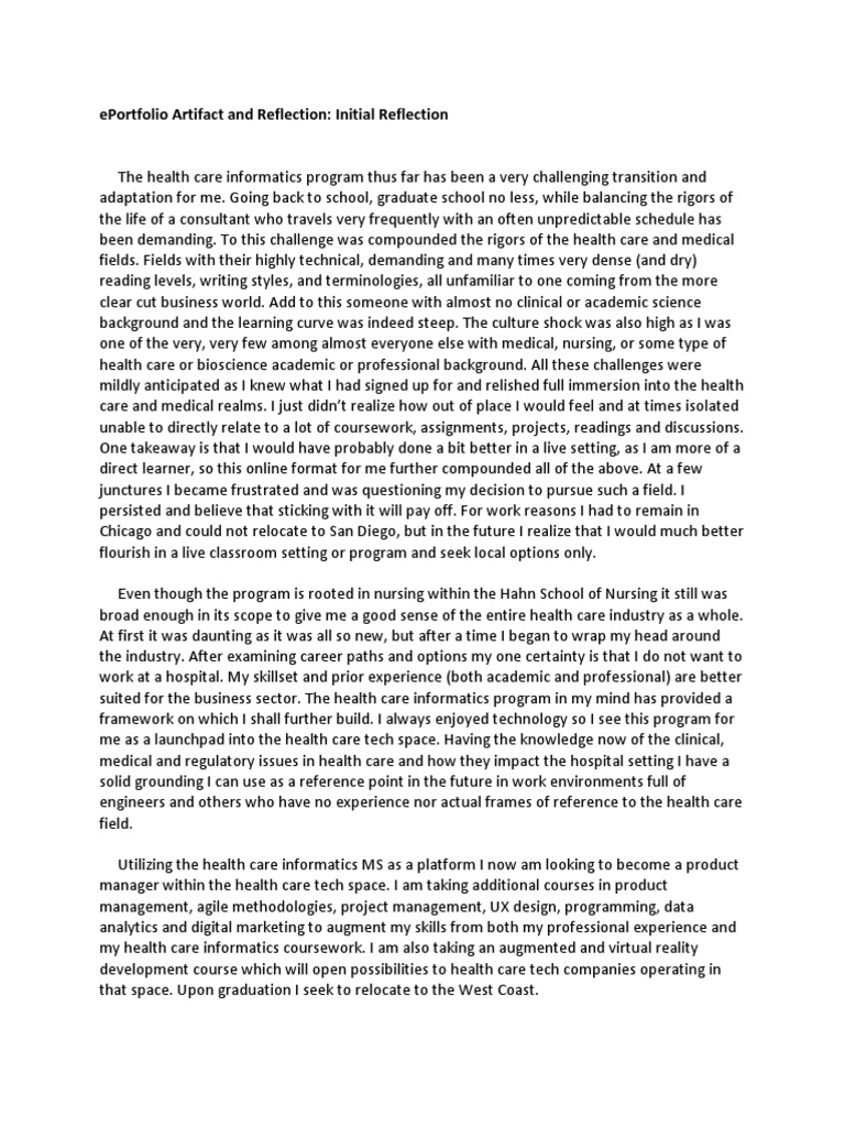 Initial Reflection | PDF | Informatics | Nursing