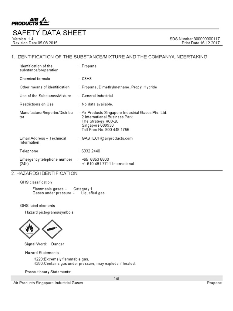 Safety Data Sheet: 1. Identification of The Substance/Mixture and The ...