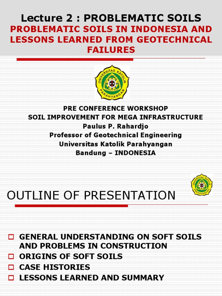 Problematic Soils in Indonesia and Lesson Learned From Geotechnical ...