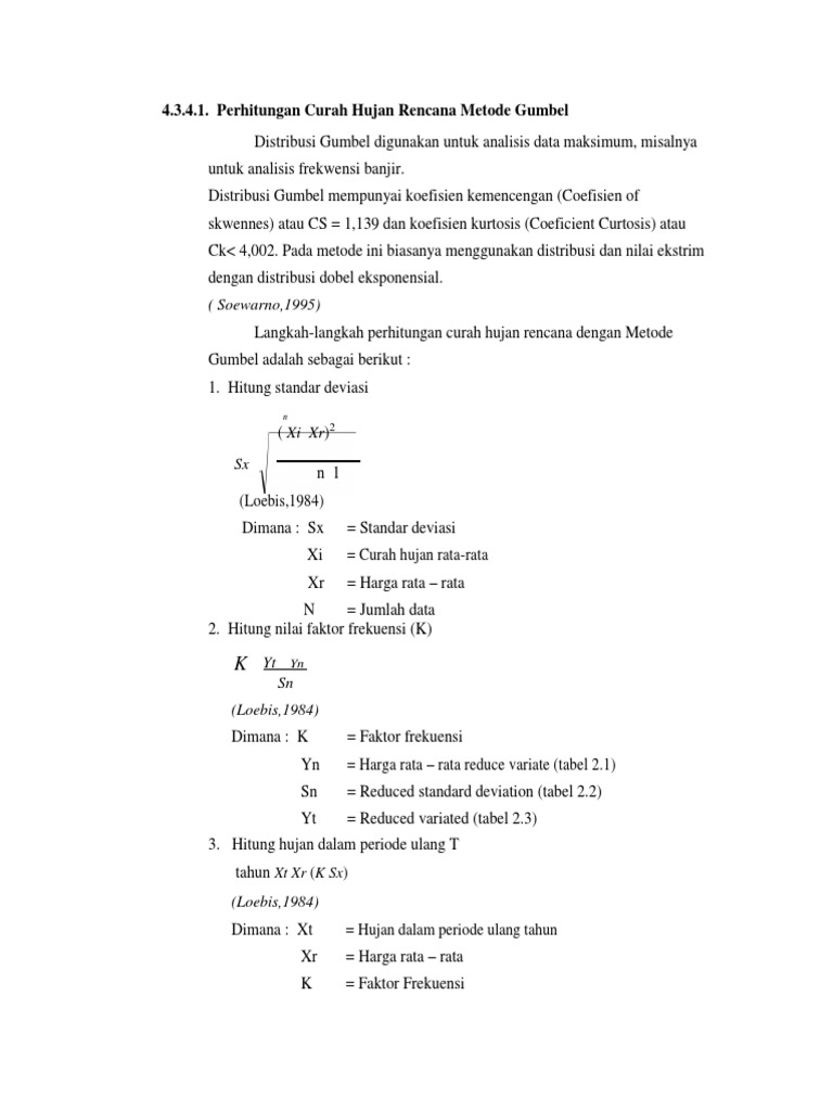 4.3.4.1. Perhitungan Curah Hujan Rencana Metode Gumbel: (Soewarno, 1995 ...
