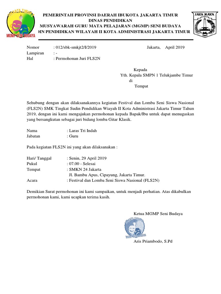 Permohonan Juri FLS2N 2019 | PDF