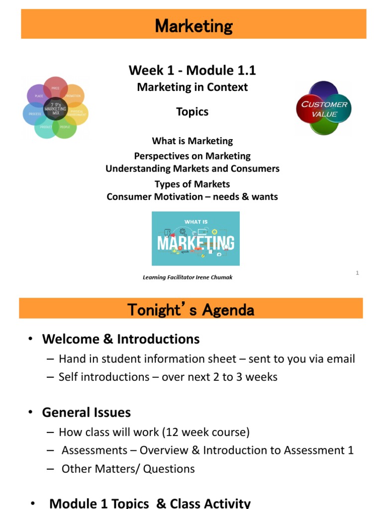 Marketing: Week 1 - Module 1.1 | PDF | Marketing | Business Economics