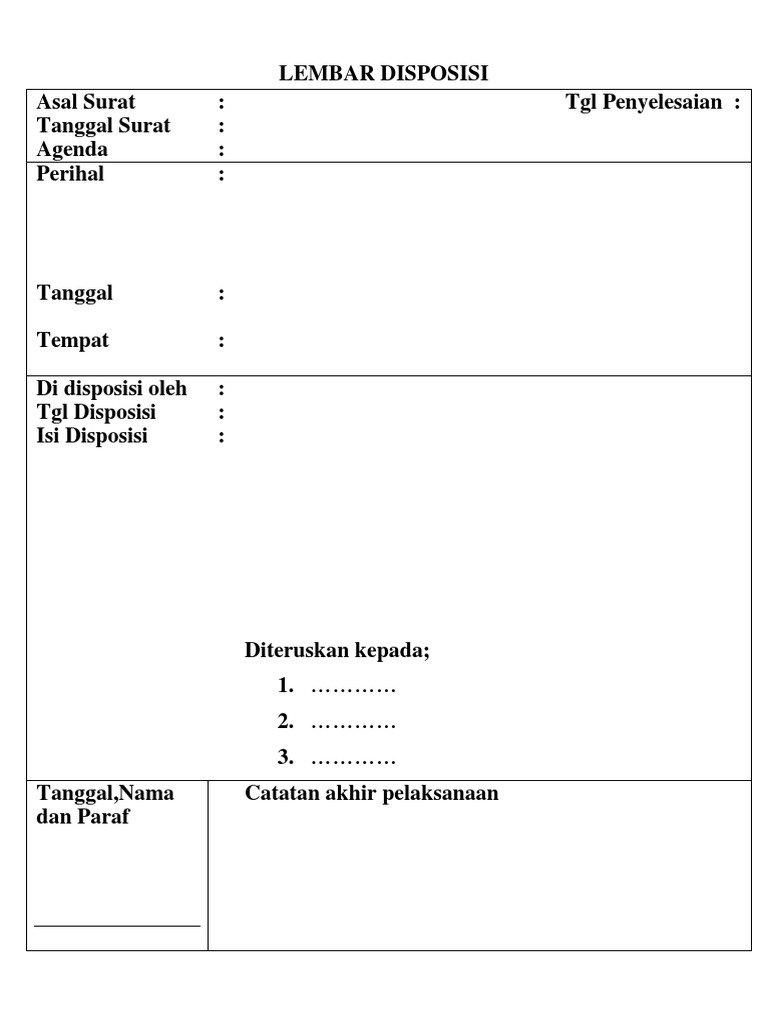 Lembar Disposisi | PDF
