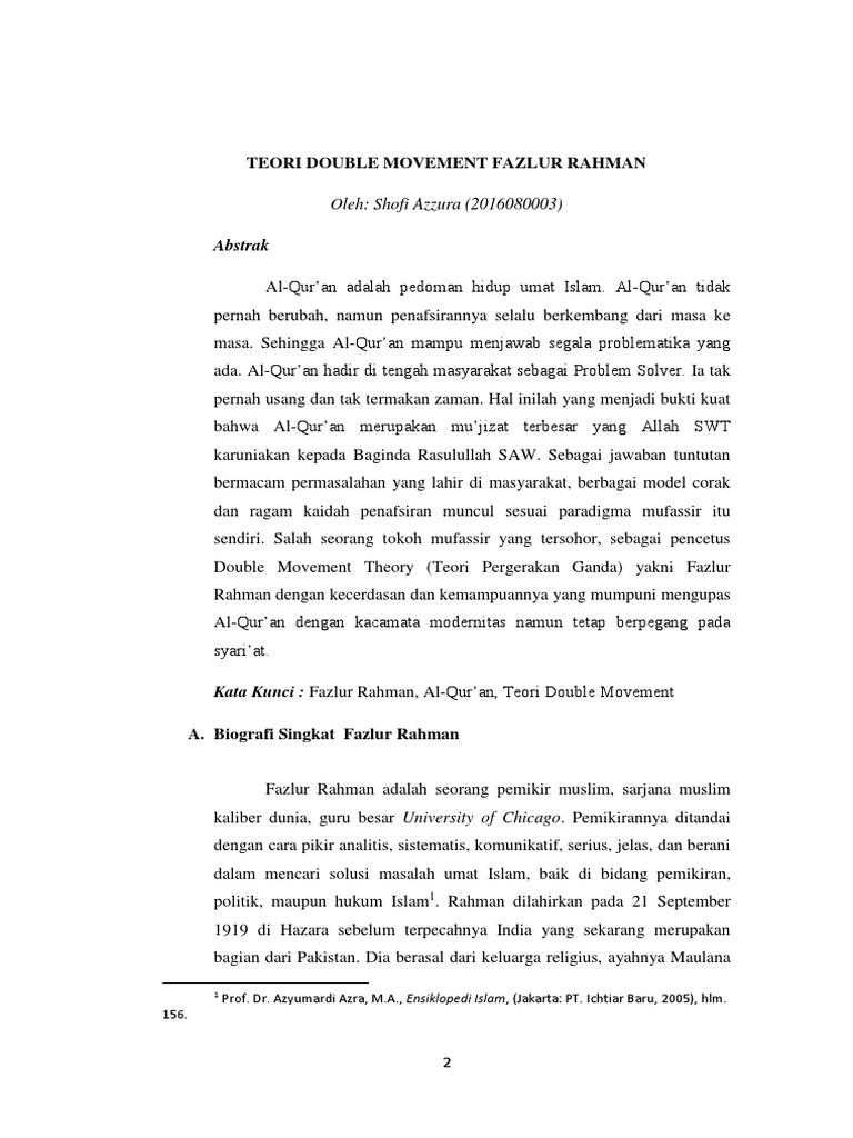 Teori Double Movement Fazlur Rahman | PDF | Ilmu Sosial | Filsafat