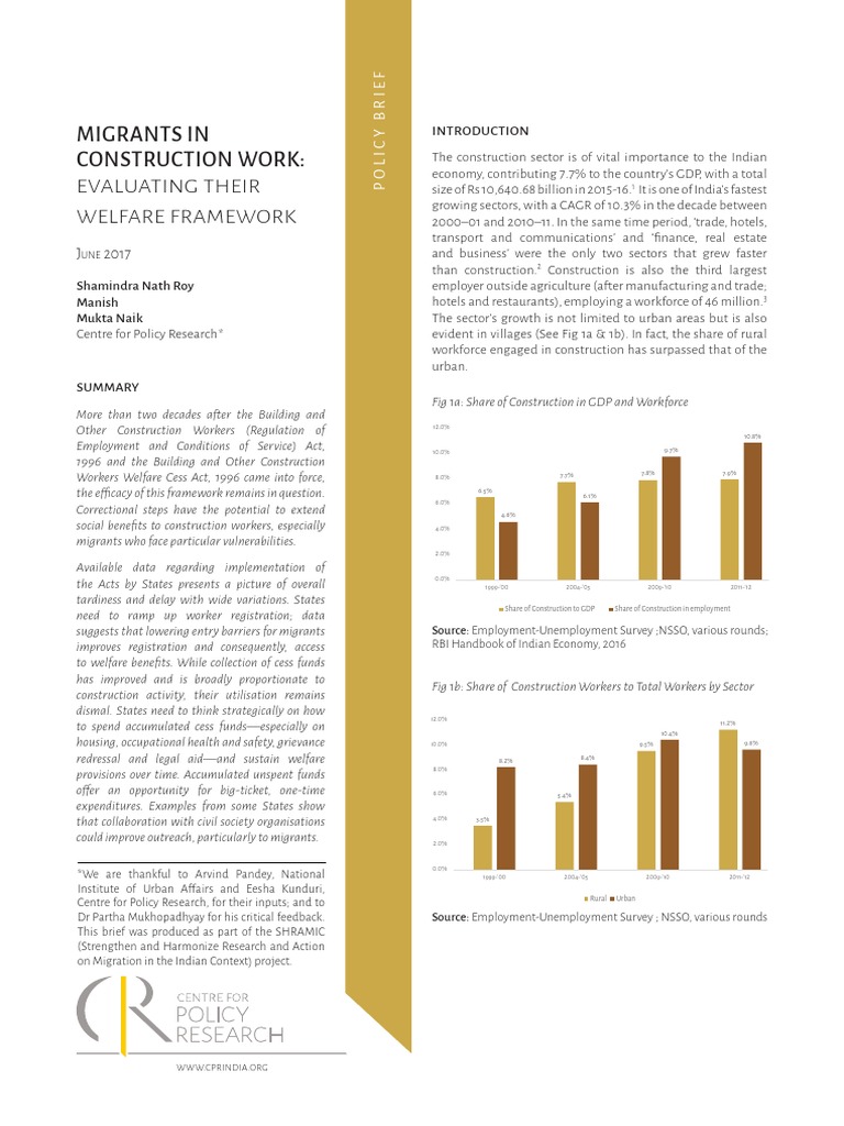 Evaluating The Welfare Framework For Building and Other Construction ...