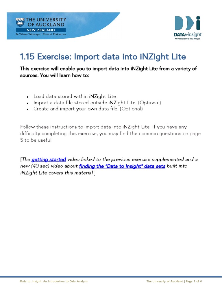 Importing Data into iNZight Lite | PDF | Comma Separated Values ...