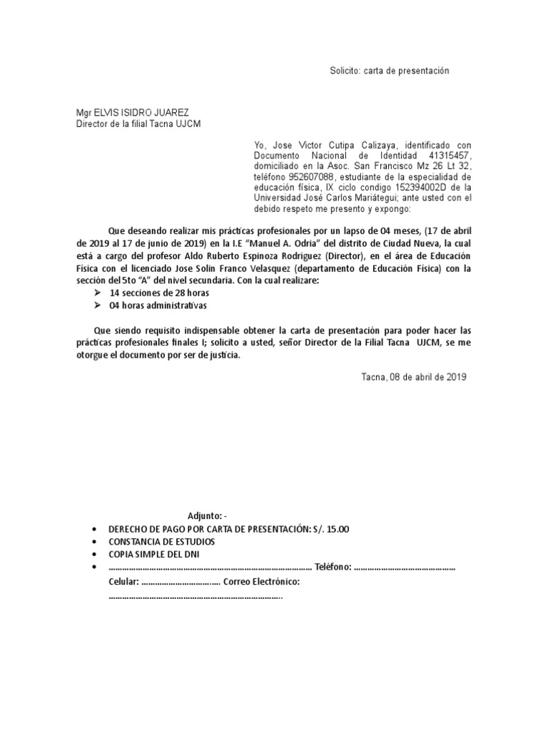 Solicitud Practicante | PDF