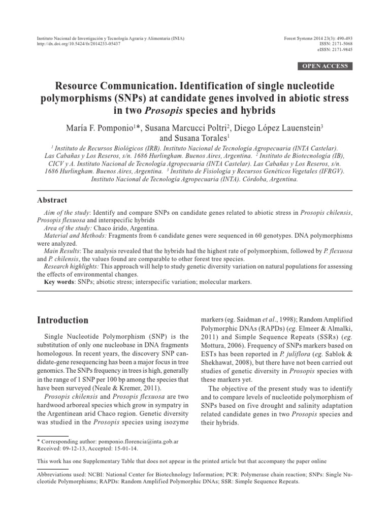 5437 20210 1 PB - Prosopis | PDF | Single Nucleotide Polymorphism ...
