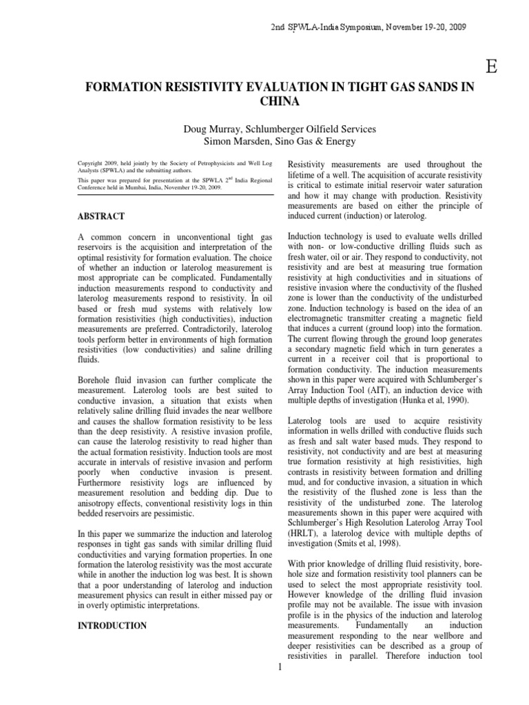 Formation Resistivity | PDF | Electrical Resistivity And Conductivity | Petroleum Reservoir