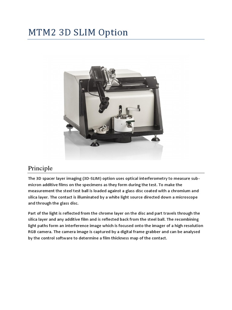 MTM2 3D SLIM Option: Principle | PDF | Motor Oil | Optics