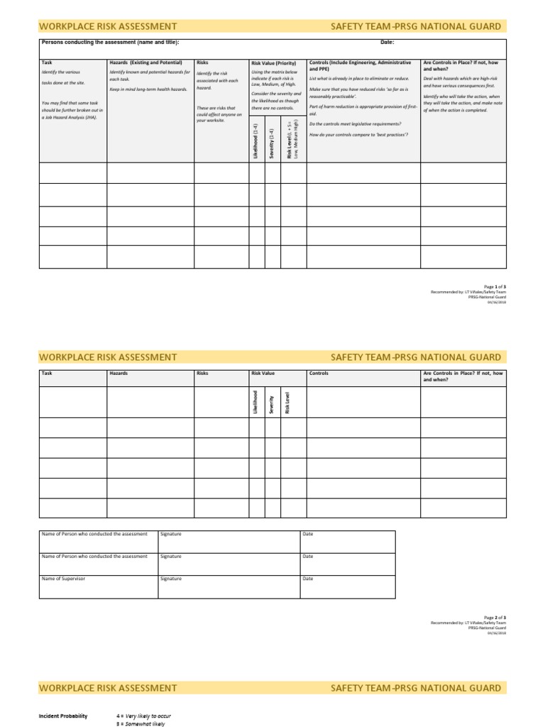 Workplace Risk Assessment-April 16 2018 | PDF | Risk Assessment | Risk
